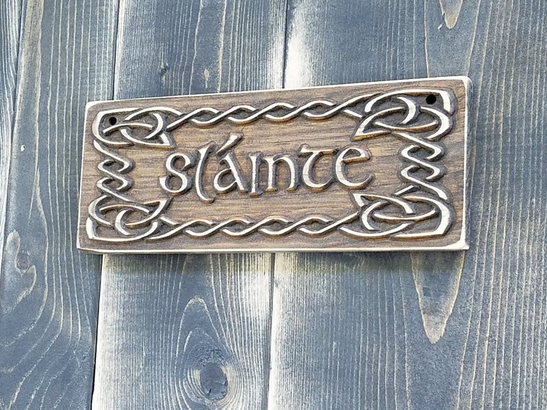 Slainte Sign Carved Wood Toast to Good Health Celtic Knot - Etsy