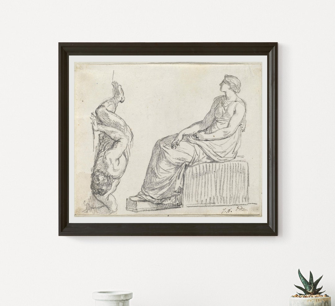 Seated Woman and Man Sprawling on the Ground by Jacques Louis David ...