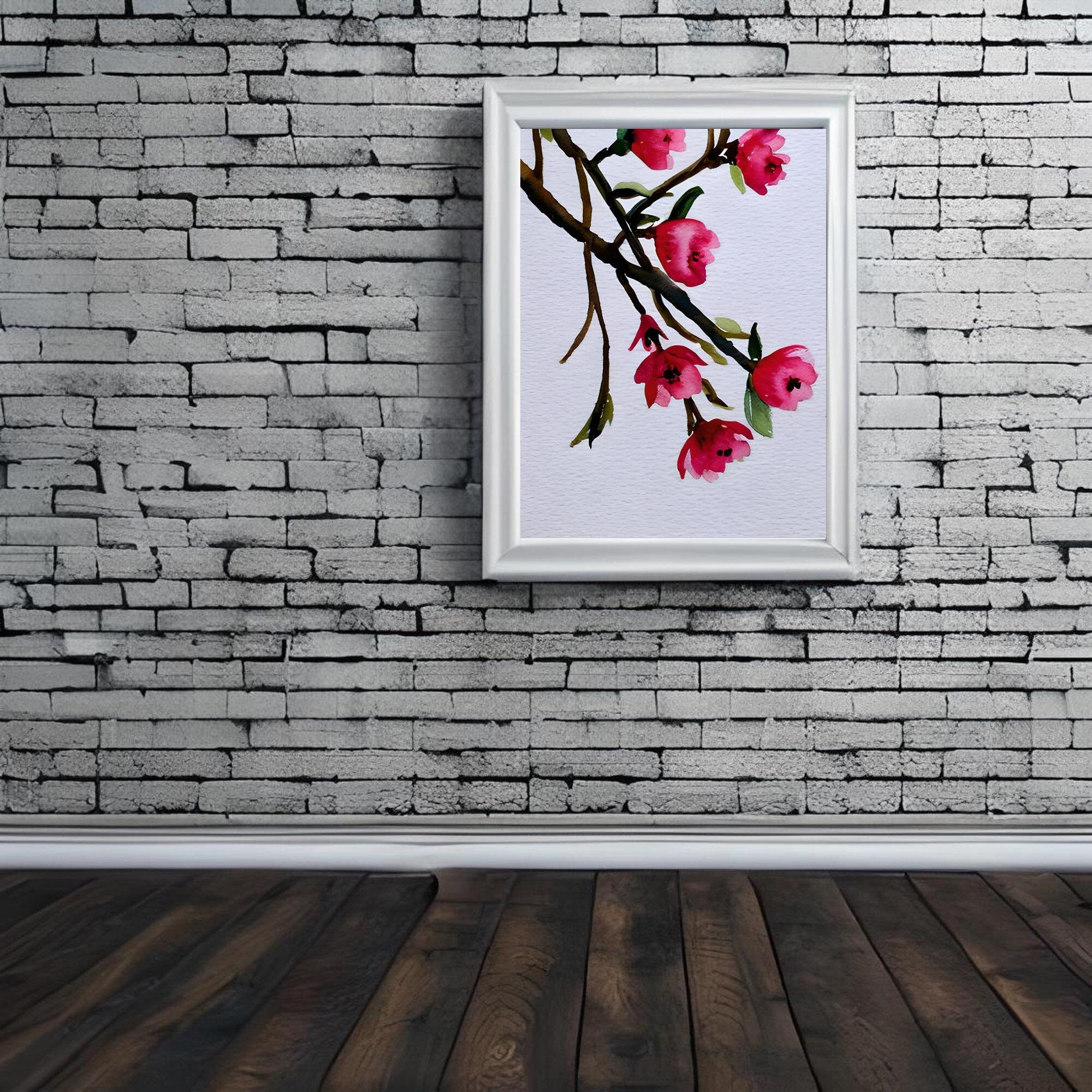 Watercolor Pink Flowers Sakura Flower Art Print - Etsy
