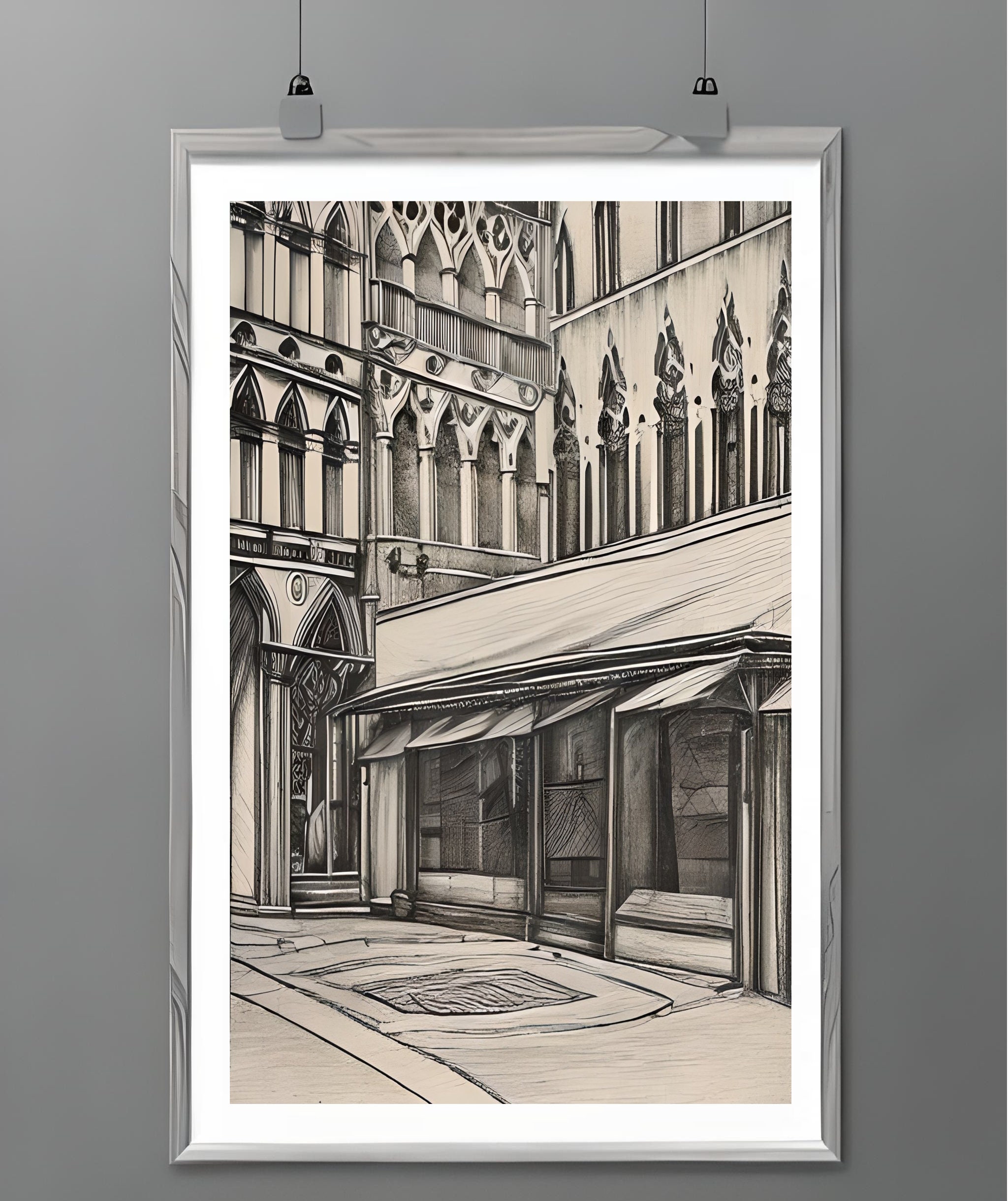 Pencil Drawing Gothic Architecture Print Instant Download Digital File ...
