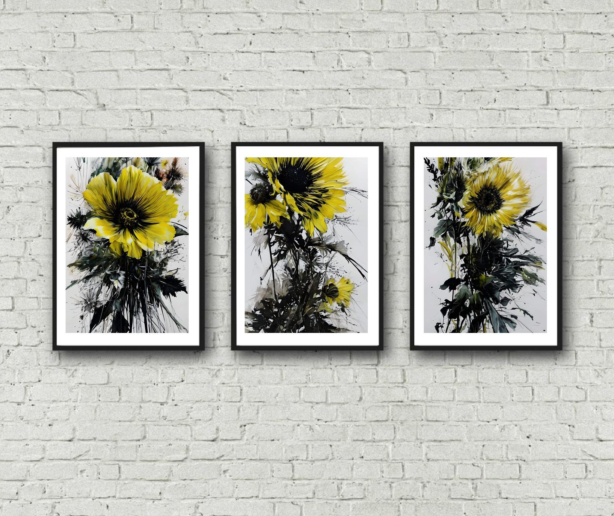Set of 3 Prints Printable Yellow Wall Art Printable Set Art - Etsy