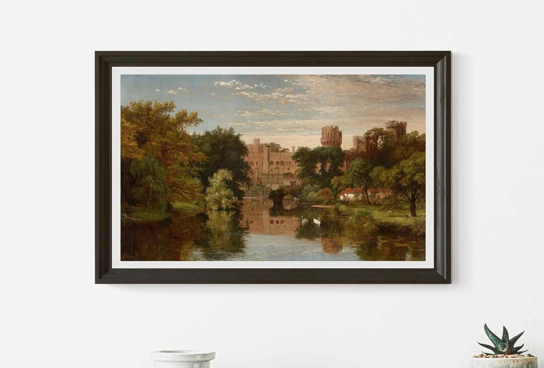 Warwick Castle Vintage Landscape Oil Painting in a Variety of Sizes ...