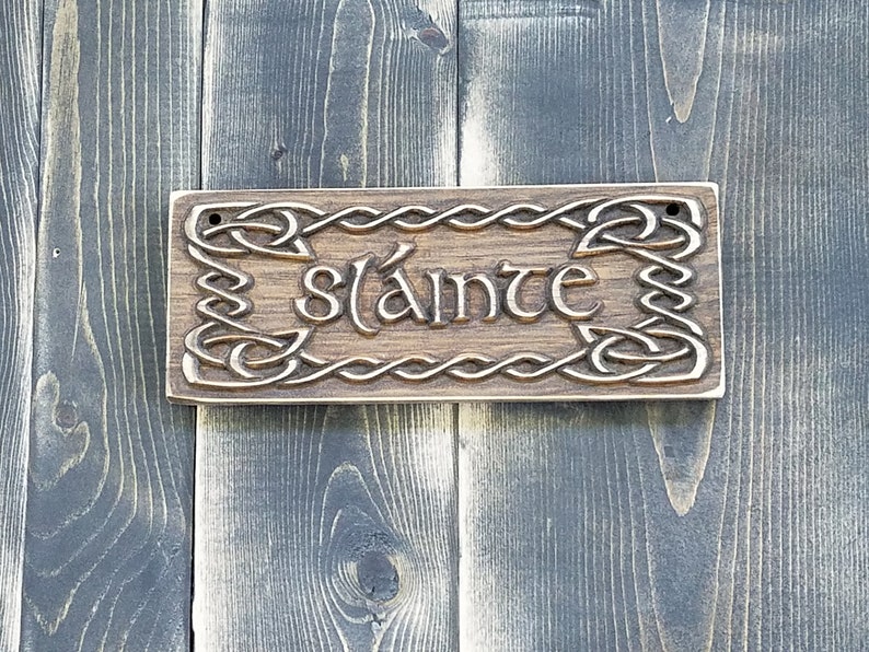 Slainte Sign Carved Wood Toast to Good Health Celtic Knot Border - Etsy