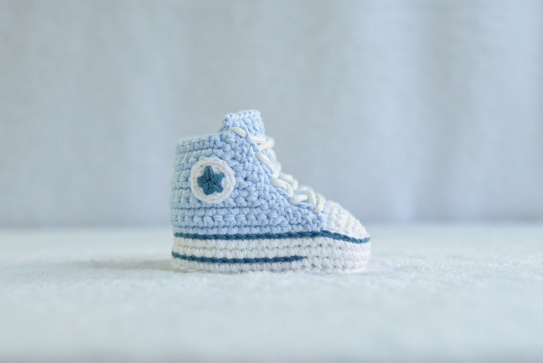 Organic Baby Booties - Ice Blue/ Denim Stripe - Crochet Baby Booties ...