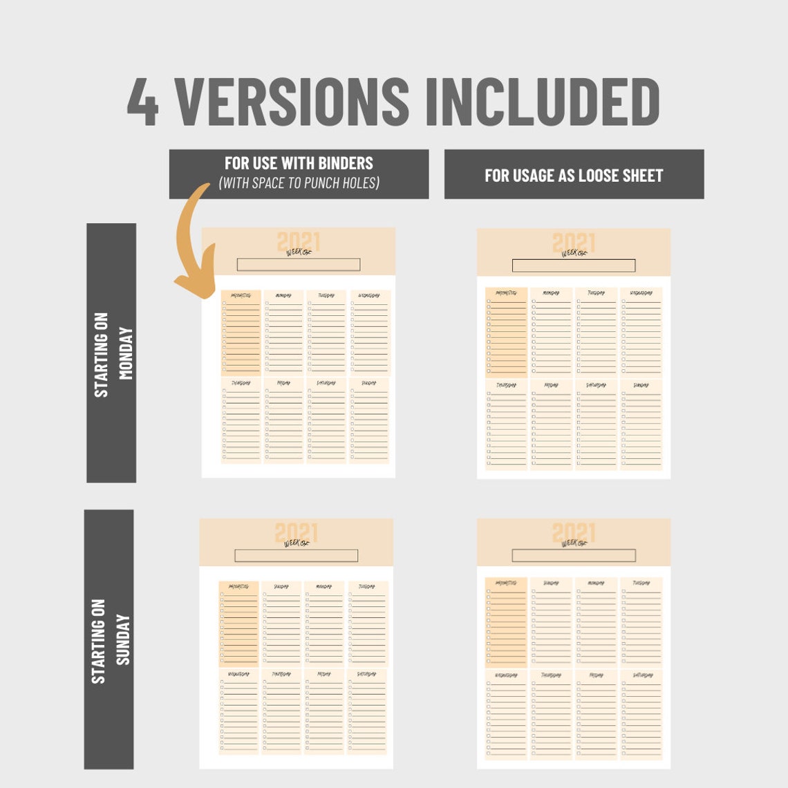 Weekly To-do List, Sun-to-sat & Mon-to-sun Versions, With Checkbox and ...