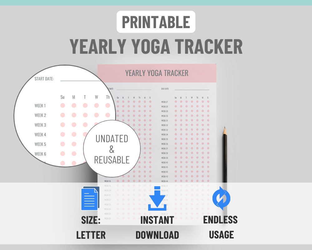 Yoga Tracker for Active and Stress-Free Lifestyle Fillable | Etsy