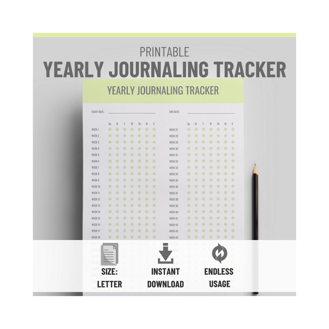 Yearly Journaling Tracker/checklist/log to Build Daily Writing and Self ...