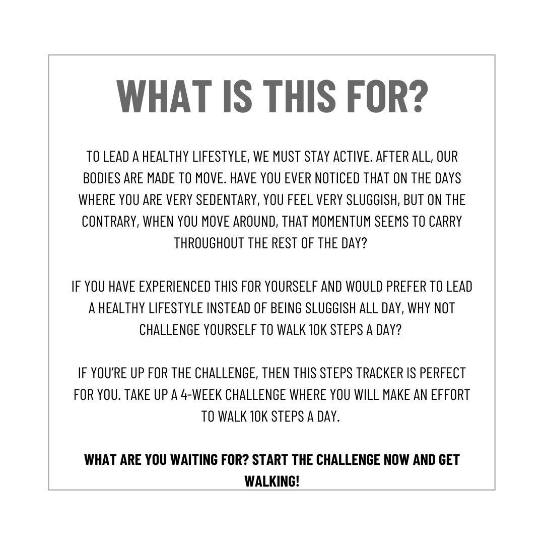 10K Steps a Day Fitness Challenge Tracker With Fillable Graph, Easy to ...