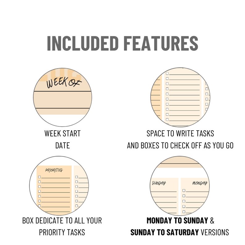 Weekly To-do List, Sun-to-sat & Mon-to-sun Versions, With Checkbox and ...