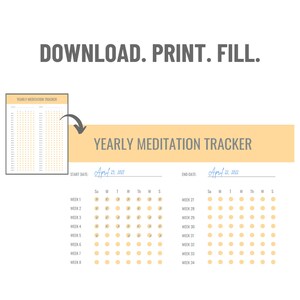 Meditation Tracker for Calmness and Stress-relief, Fillable Checklist ...
