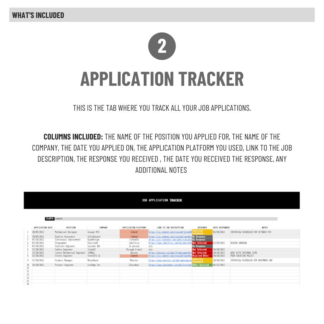 Job Application Tracker With Search Function and Automatic Color Coding ...