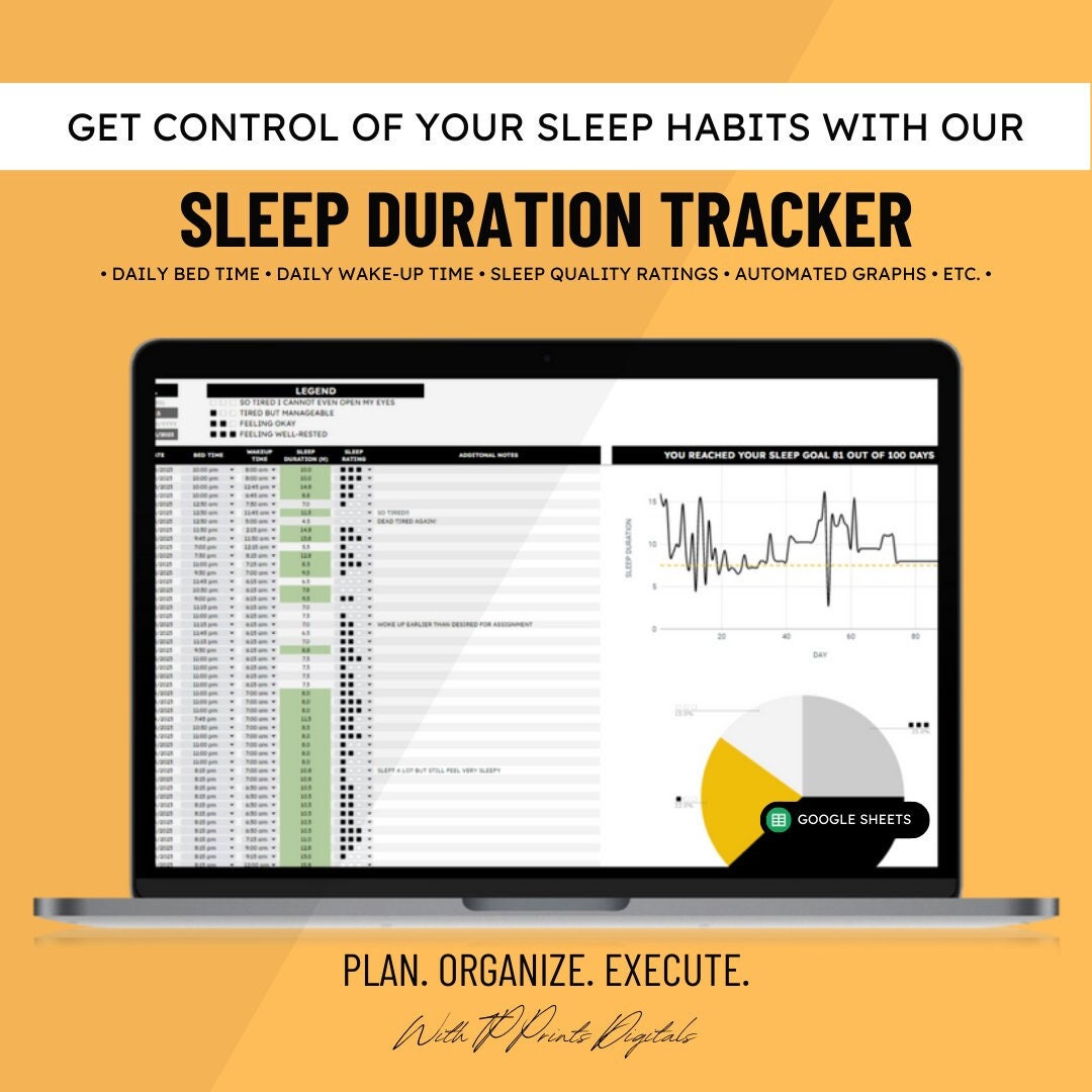Sleep Duration Tracker Spreadsheet user Friendly Dashboard, Automated ...