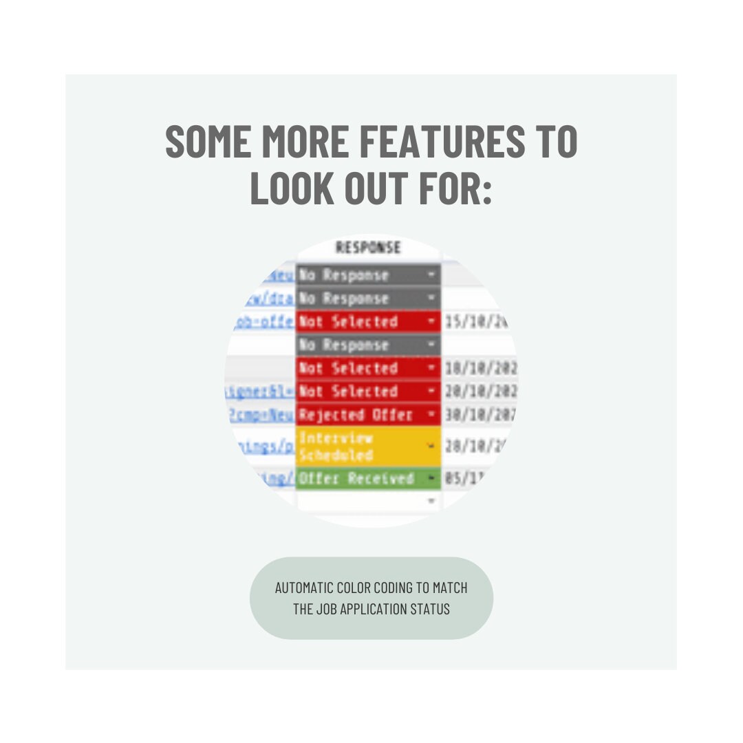 Job Application Tracker With Search Function and Automatic Color Coding ...
