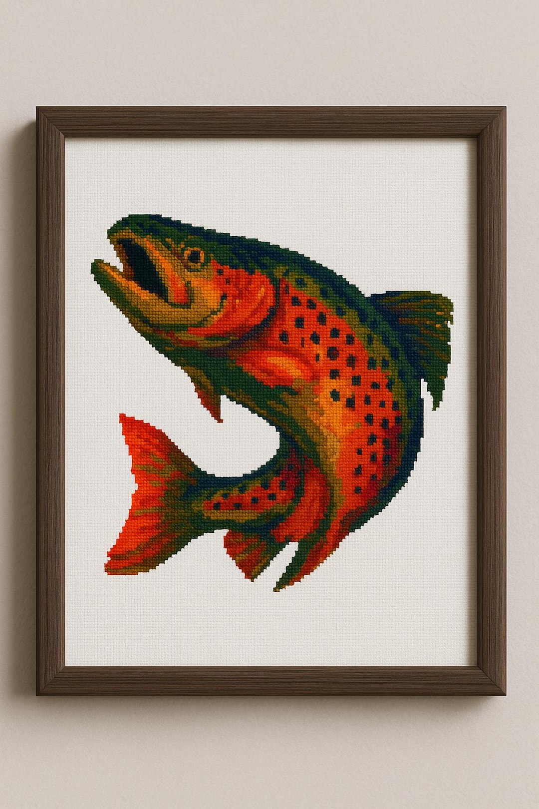 Leaping Trout - Sun Fire | Cross Stitch Pattern (PDF) - Etsy