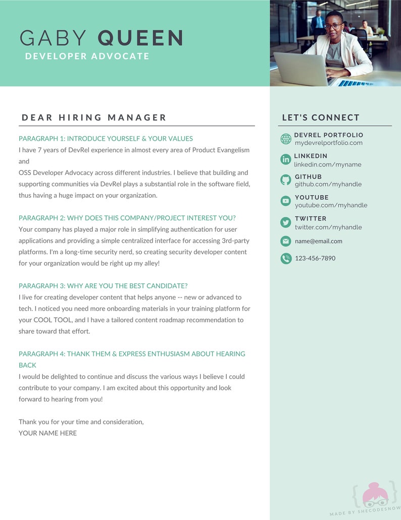 Women in Tech STEM Resume + CV Template | 2 Page Resume + Cover Letter ...