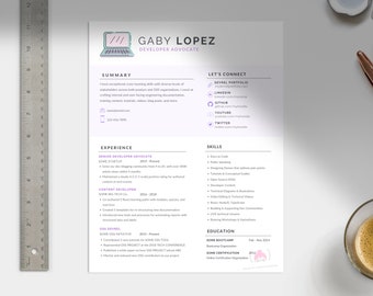 Women in Tech Devrel Resume + CV Template | 2 Page Resume + Cover Letter | Instant Download ...