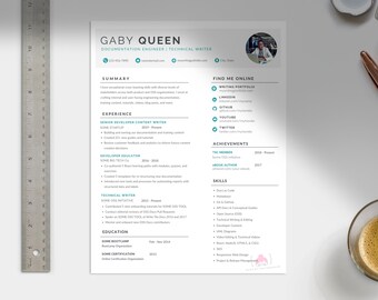 Women in Tech STEM Resume + CV Template | 2 Page Resume + Cover Letter | Instant Download | DIY ...