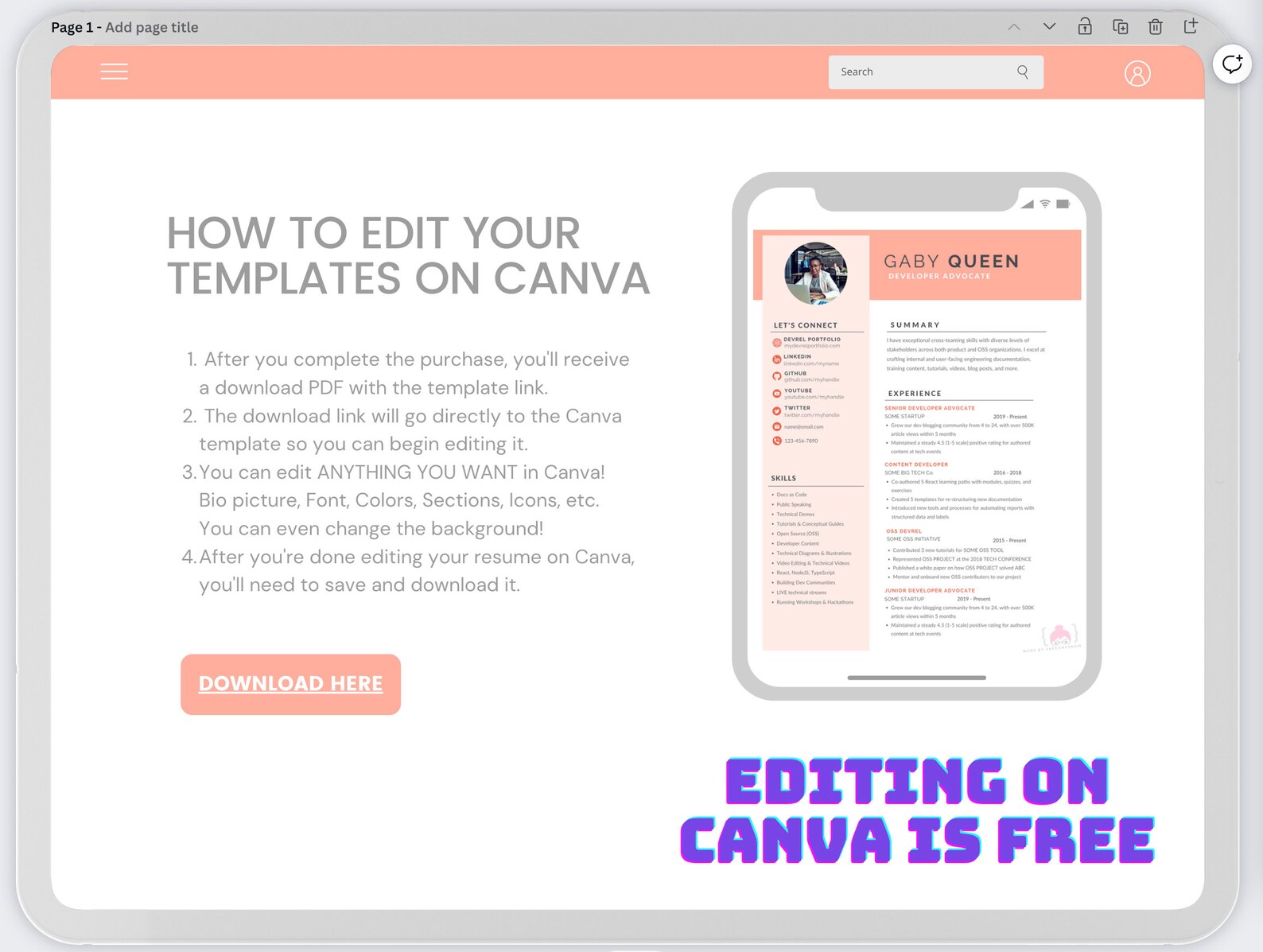 Women in Tech Devrel Resume + CV Template | 2 Page Resume + Cover Letter | Instant Download ...