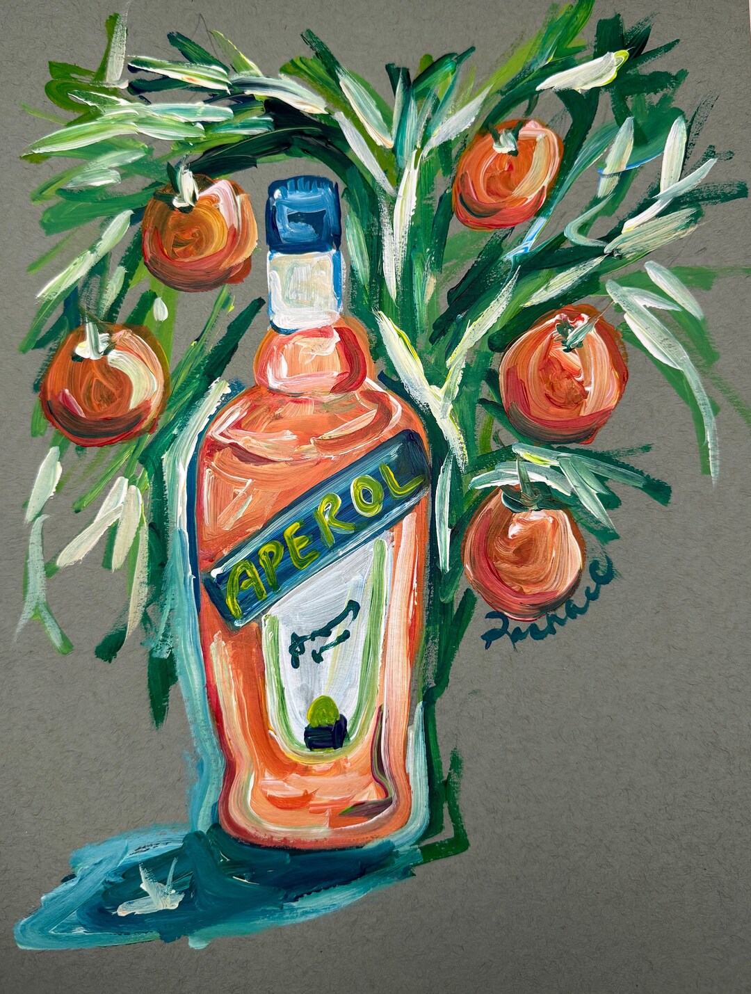 Aperol Bottle Art Print Vibrant Artwork for Home Decor Hand Painted ...