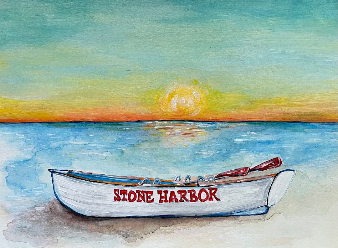 Stone Harbor Art Print Beach Art Print Beach Wall Decor Beach House Art ...
