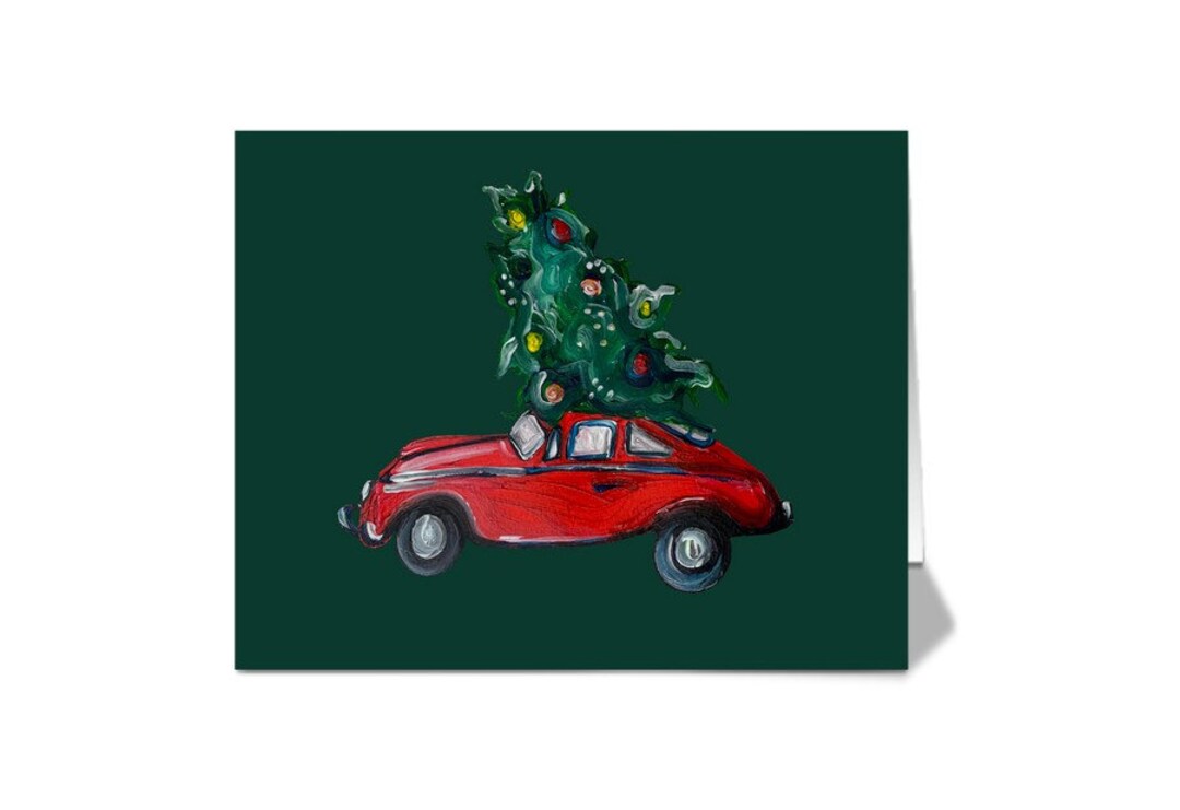 Christmas Tree, Red Porsche, Holiday Greeting Card - Etsy