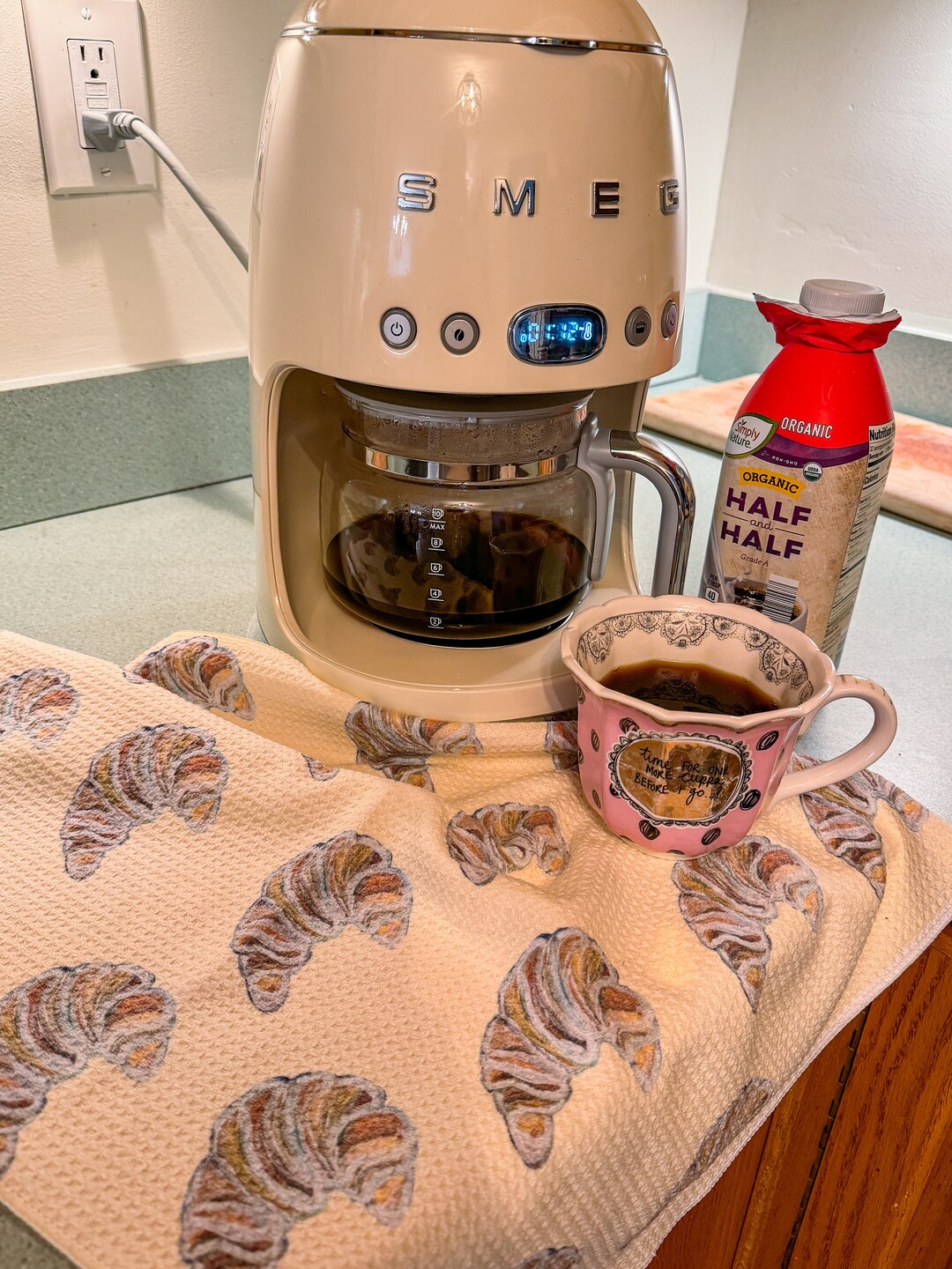 French Bakery Croissant Kitchen Towel Artisanal Decor Accent Handmade ...