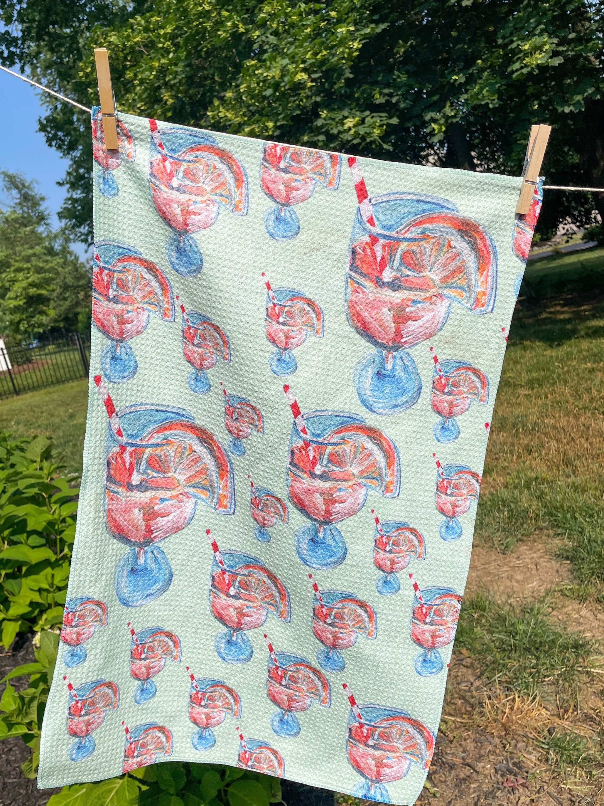 Refreshing Aperol Spritz Kitchen Towel Cocktail Hour Decor Bubbly ...