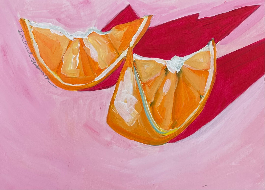 Orange Slices Art Print Pink Art Print Kitchen Wall Decor - Etsy