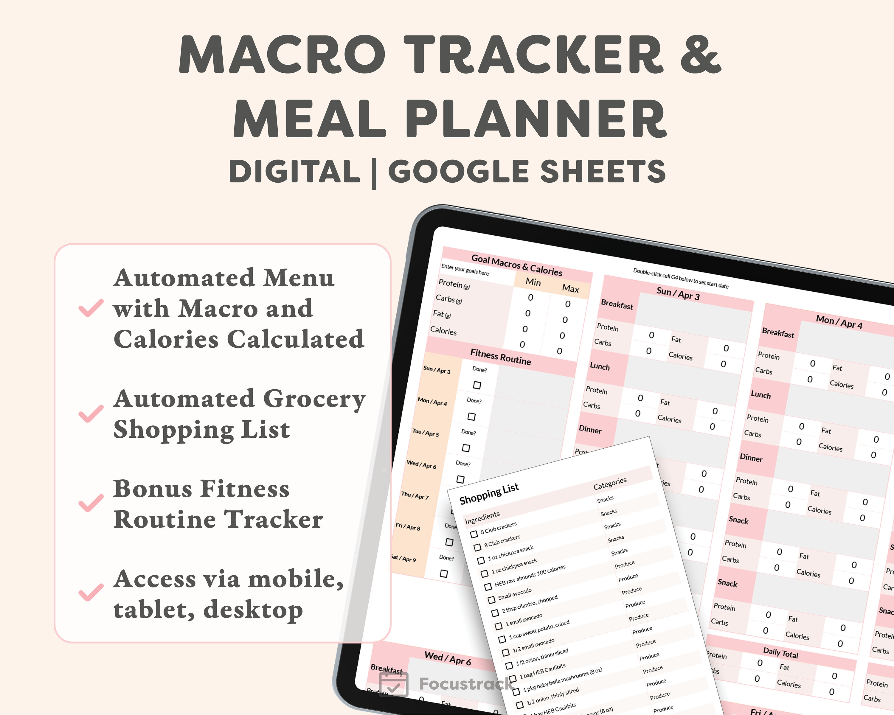 Macro Calorie Tracker & Meal Planner With Automated Grocery List Macro ... Macro Calorie Tracker & Meal Planner With Automated Grocery List Macro ...