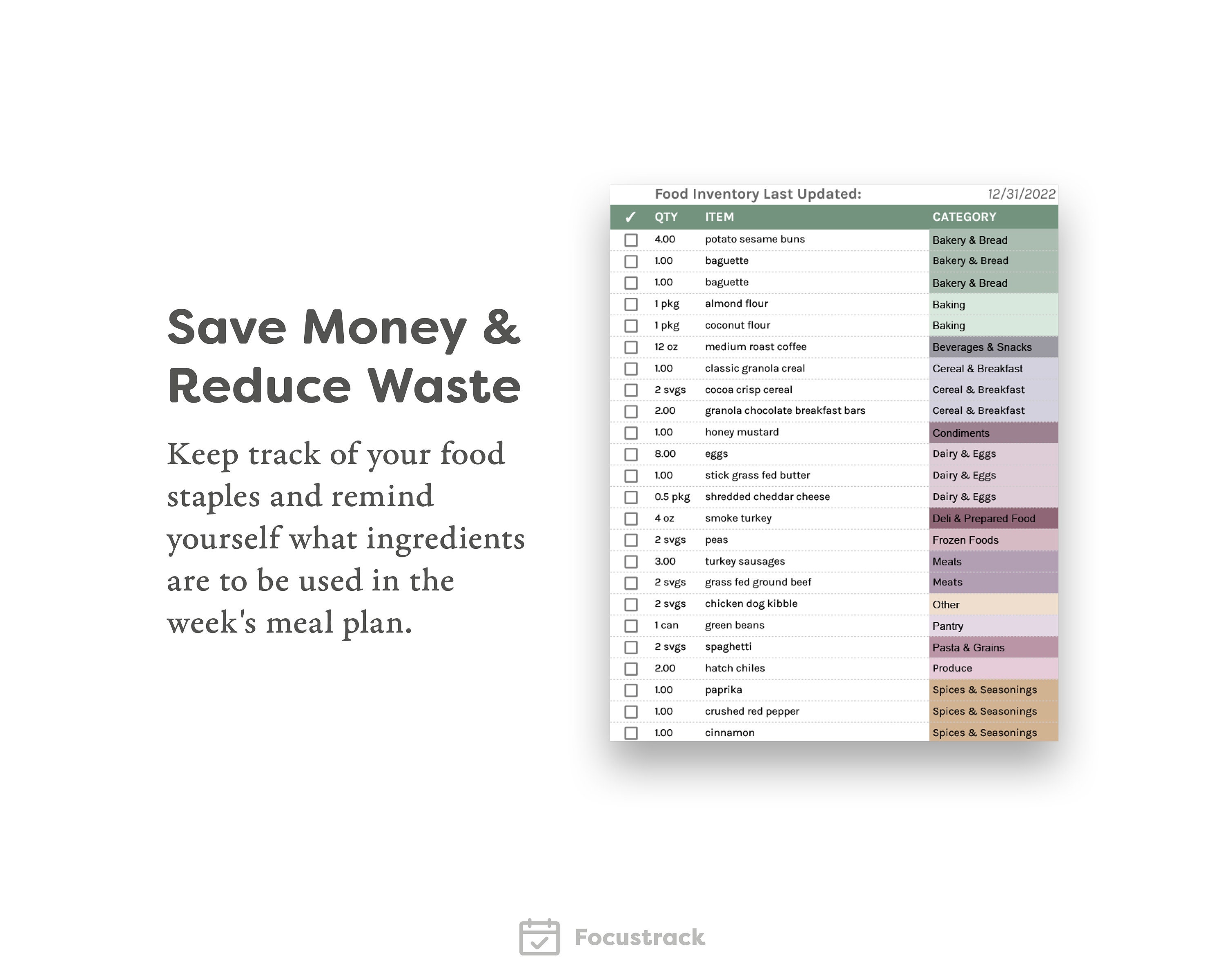 Weekly Meal Planner Template and Grocery List Google Sheets Digital ...
