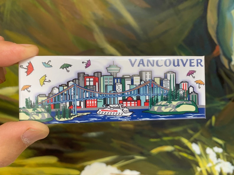 Vancouver Magnets With the Design of Vancouver Skyline and Umbrellas - Etsy