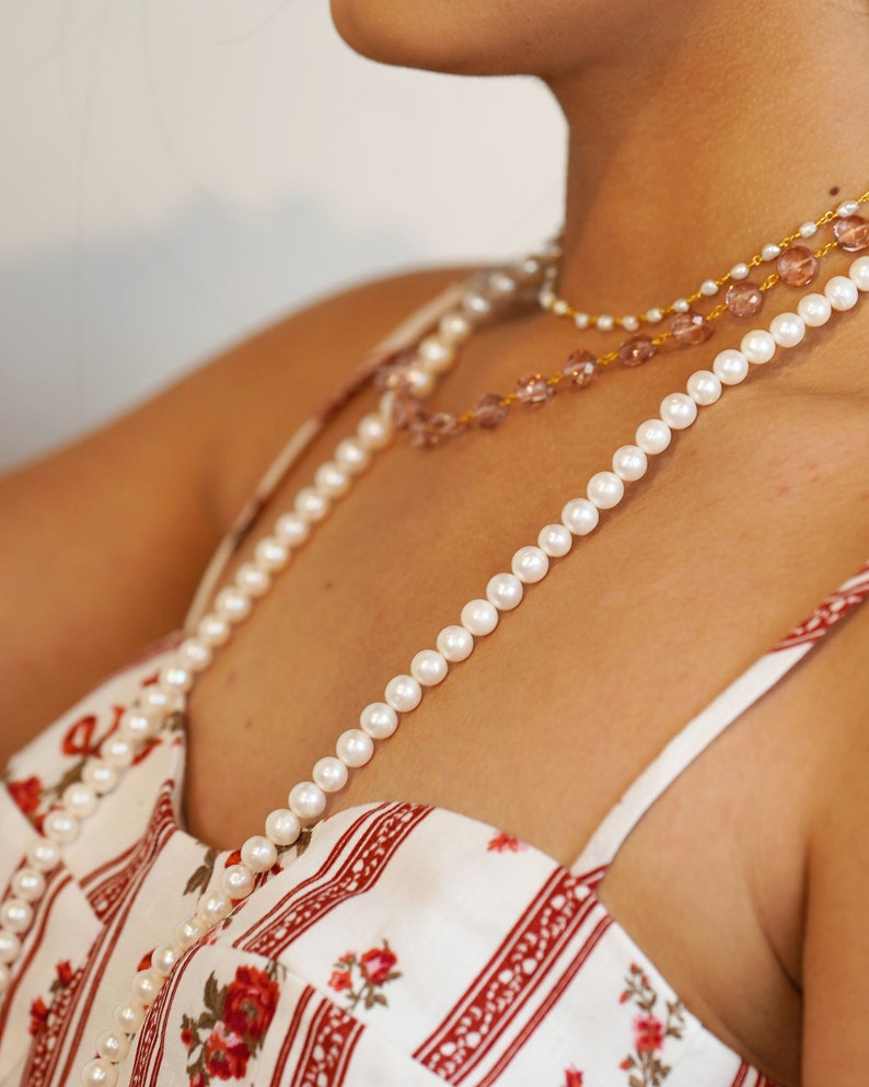 30 Inch Freshwater Pearls Necklace Inspired By Carrie Bradshaw Etsy