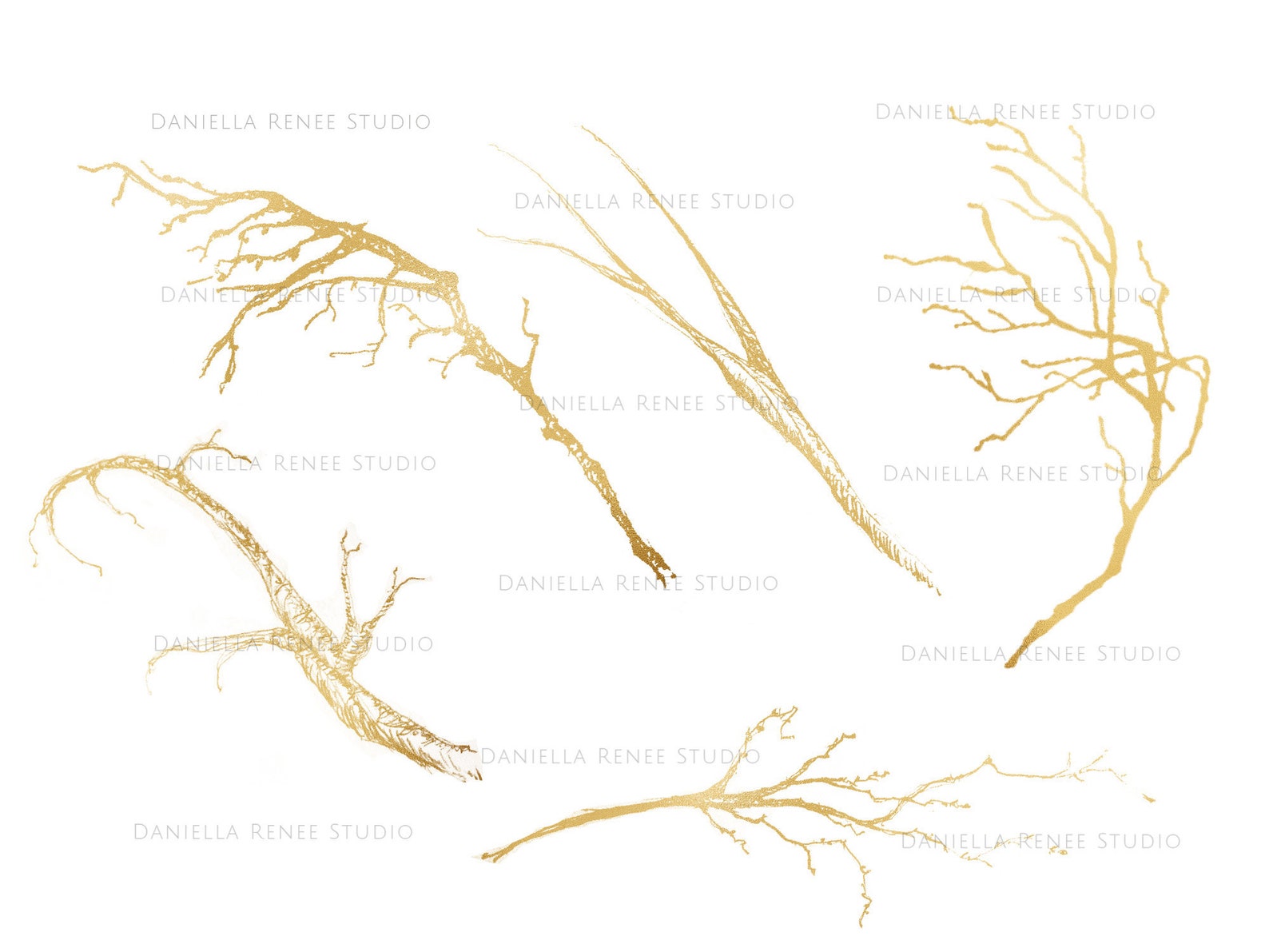 Gold Tree Branches PNG Clipart, Bare Branch Silhouette for Digital ...