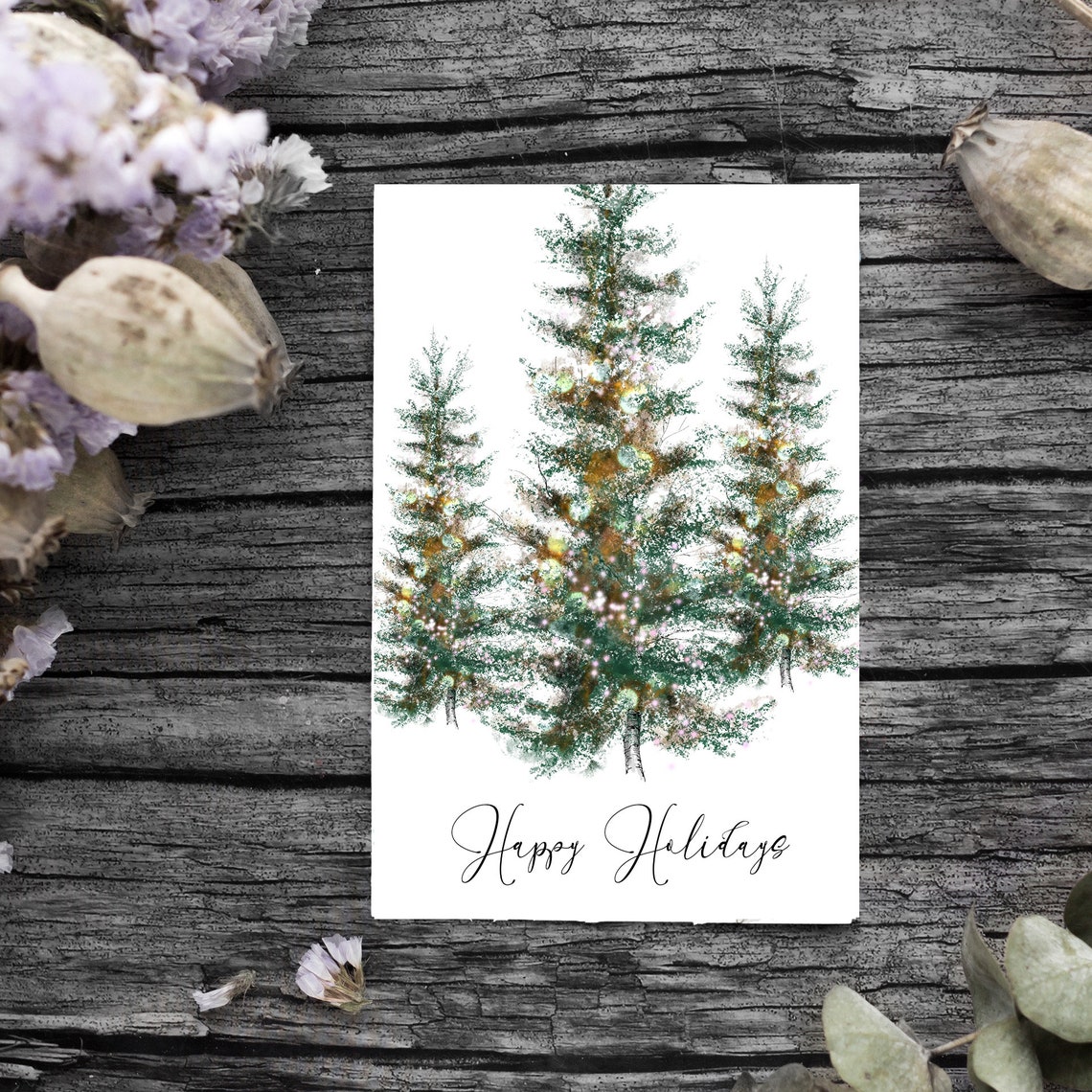 Evergreen Trees Clipart, Winter Wonderland Christmas Conifers Pines ...