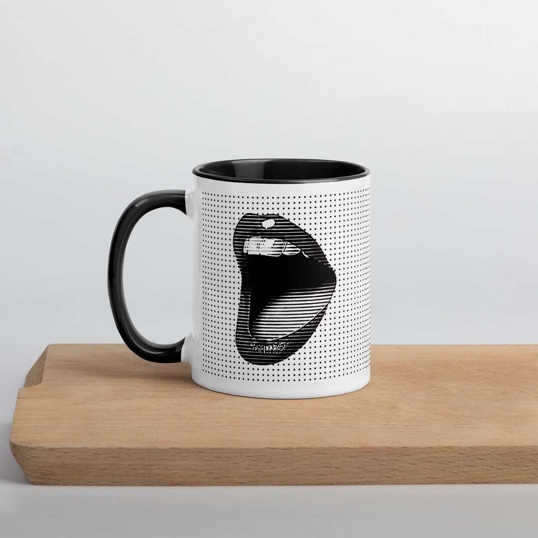 Retro Mug-funky Coffee Mug 80s Vibe Coffee Mug-white Mug Black Handle ...