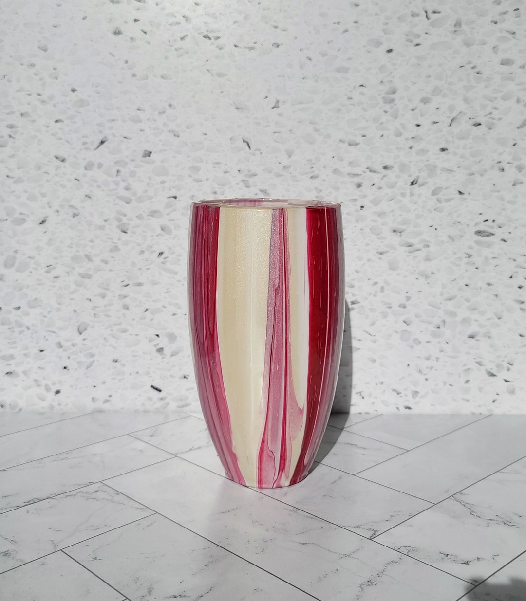 Pink and White Fluid Art Vase - Etsy