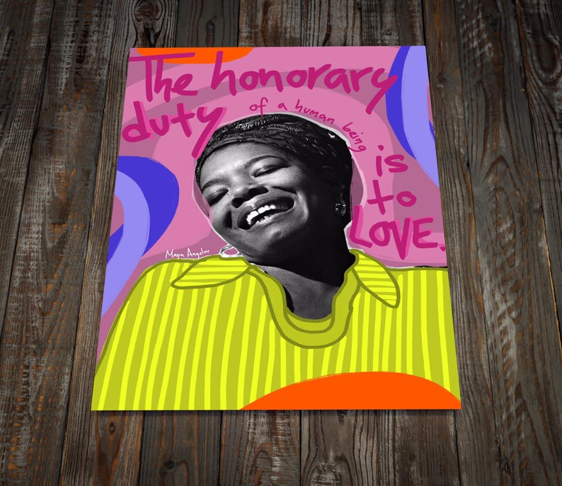 Maya Angelou Art Print, Activist Poster, Still I Rise Quote, Classroom ...