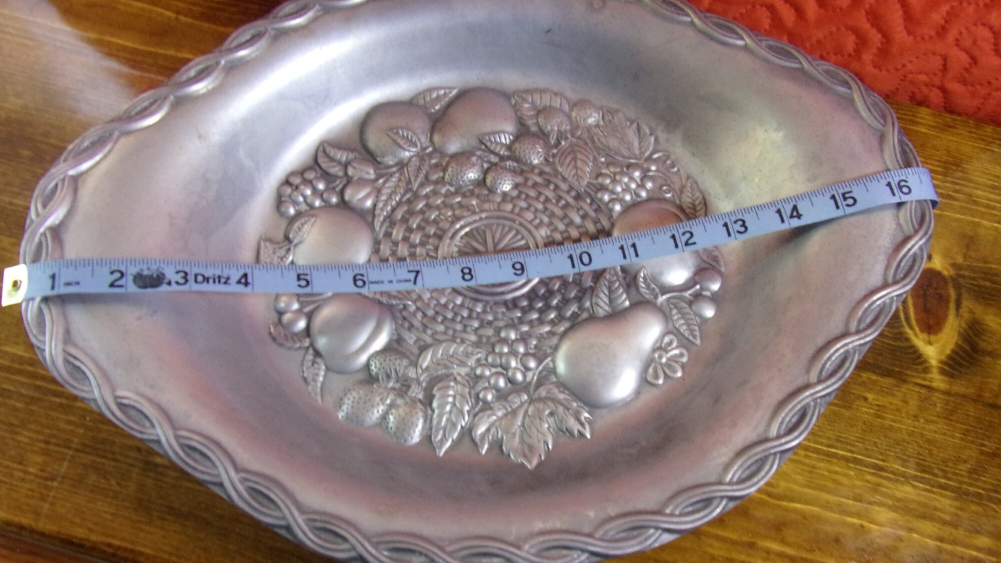 Gorham Pewter Serving Platter Embossed Fruit and Basket Weave 16 ...