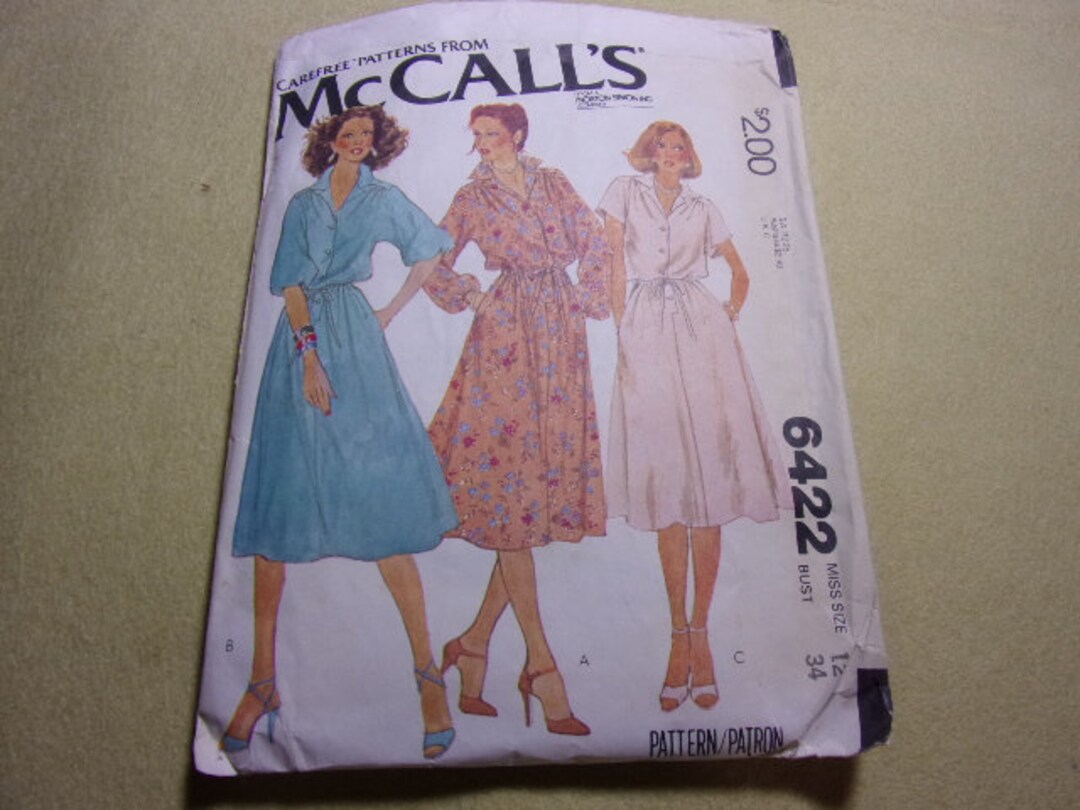 Vintage Mccall's Pattern 6422 Miss Size 12 With 3 Versions All Pieces ...