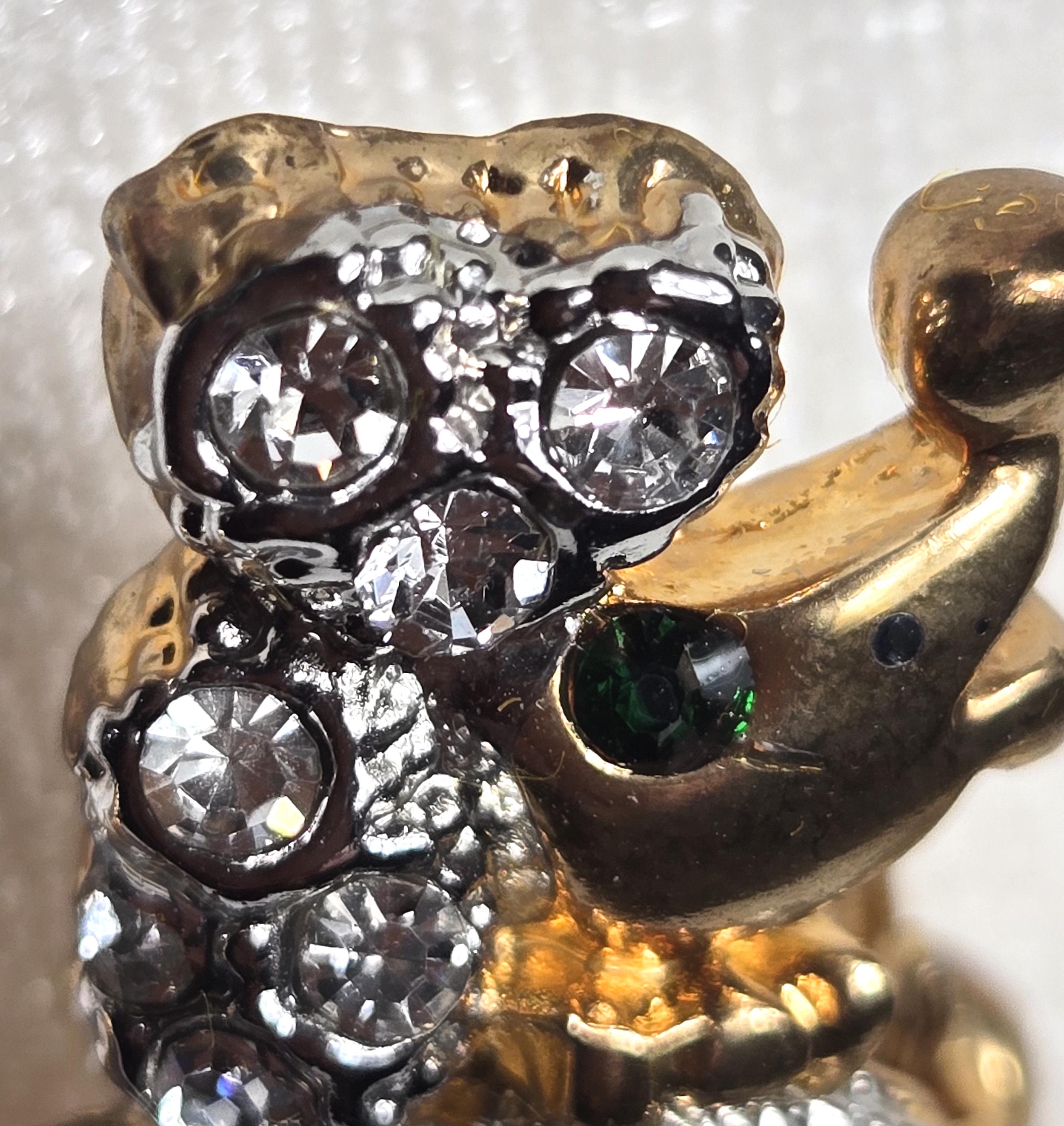 Vintage Gold Rhinestone Poodle Pin With Green Eye, Sparkling Puppy ...