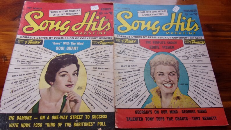 Vintage Song Hits Magazines 1956 August & November Issues Hit Songs ...