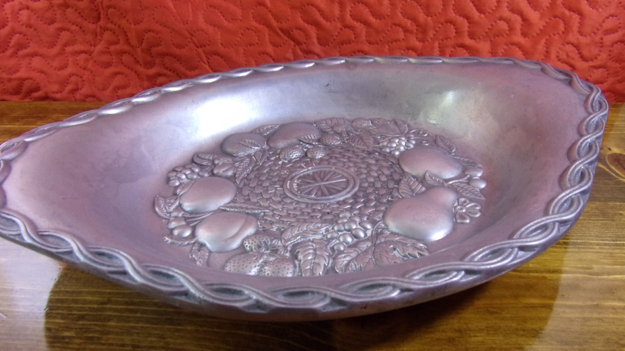 Gorham Pewter Serving Platter Embossed Fruit and Basket Weave 16 ...