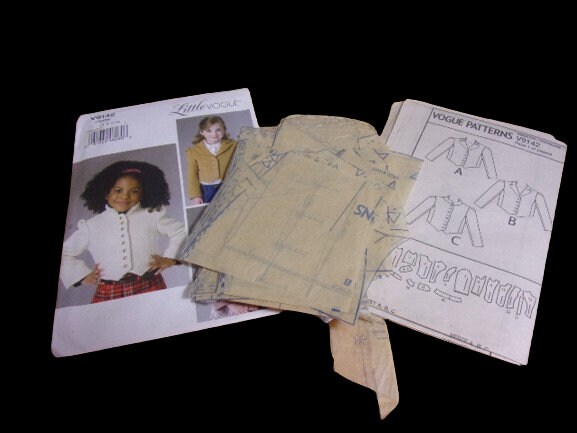 Little Vogue Girls Jacket Sewing Pattern V9142 Size 3-6 Sassy Back to ...