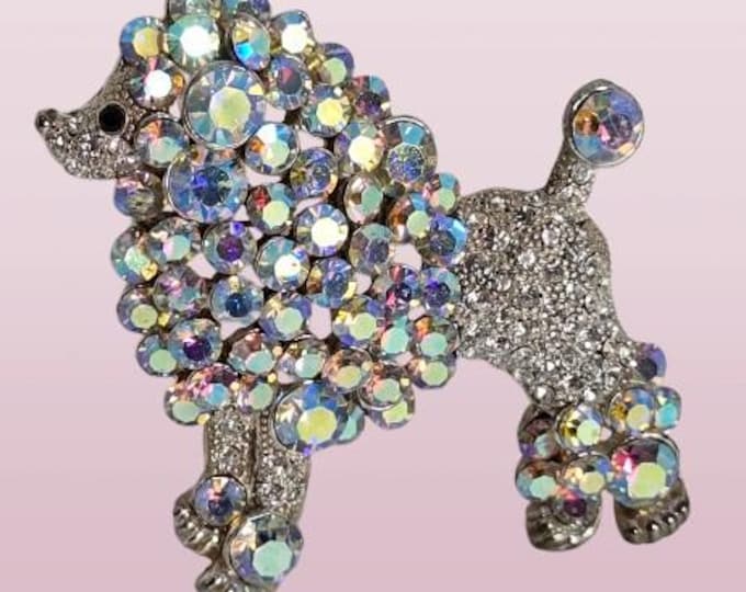 Rhinestone Poodle Brooch Pin Vintage Costume Jewelry Retro 1950s Style ...
