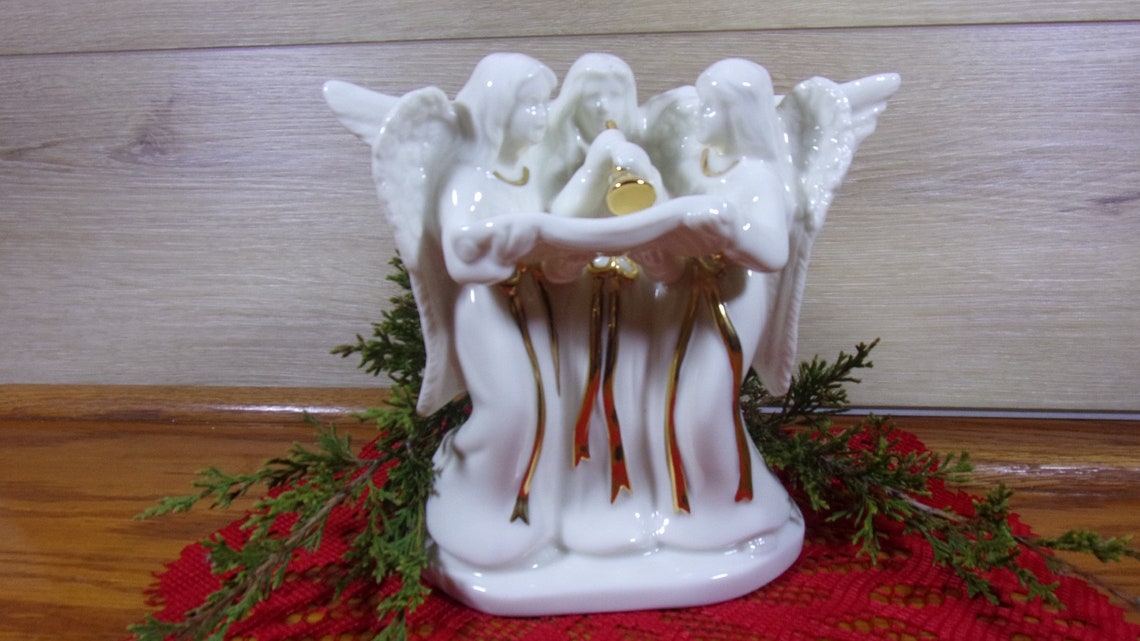Vintage Mikasa Angel Trio Candleholder: Fine Porcelain Holiday Elegance ...