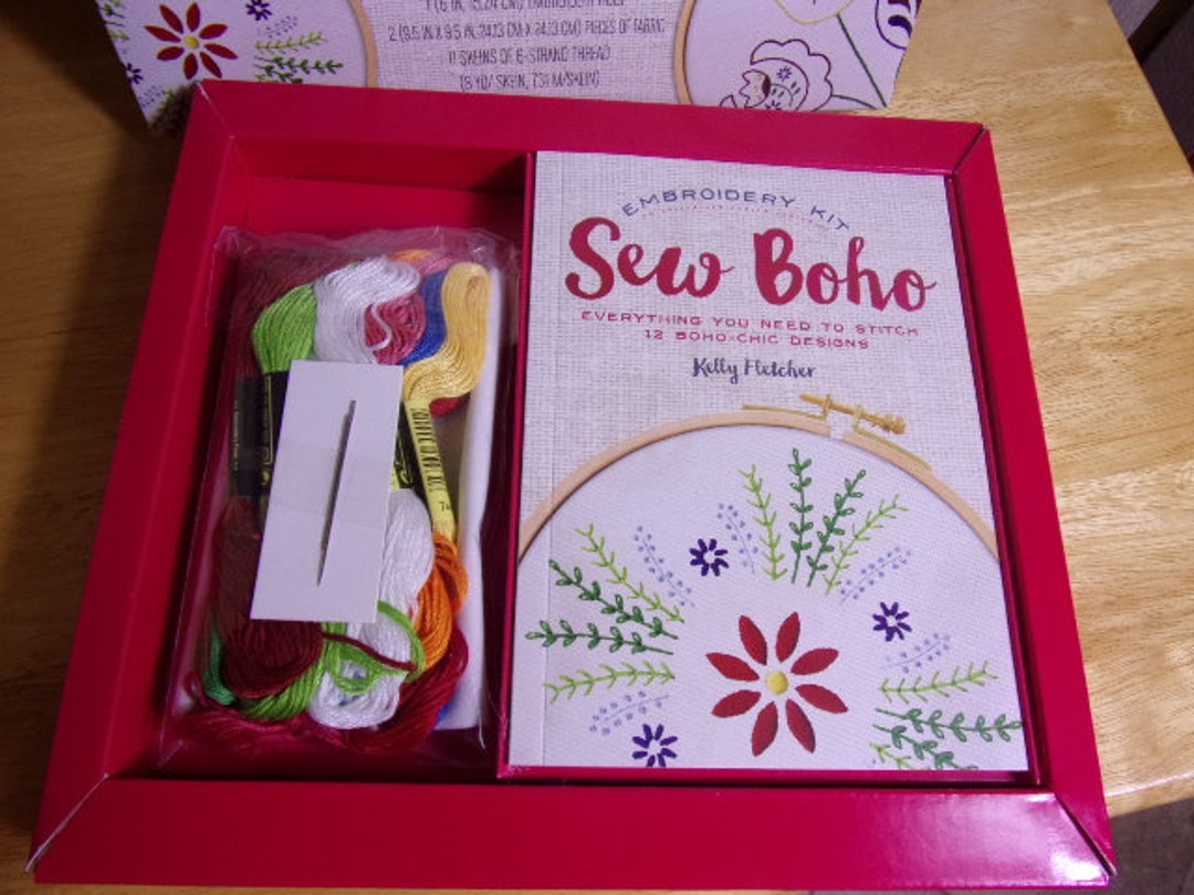 Boho Embroidery Kit With Illustrated Guide – Beginner Hand Embroidery ...