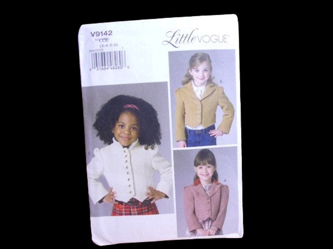 Little Vogue Girls Jacket Sewing Pattern V9142 - Size 3-6 - Etsy