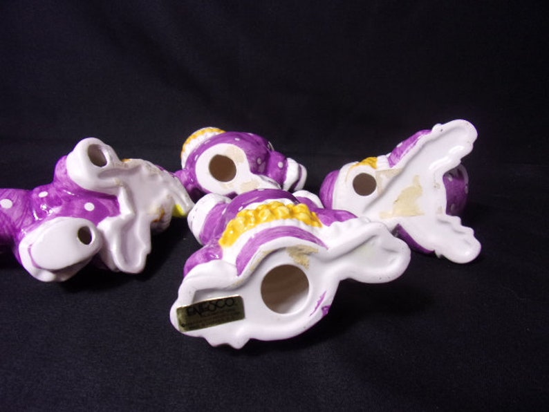 Vintage Tumbling Clowns Enesco Set of 4 Purple Ceramic Clowns Giftware ...