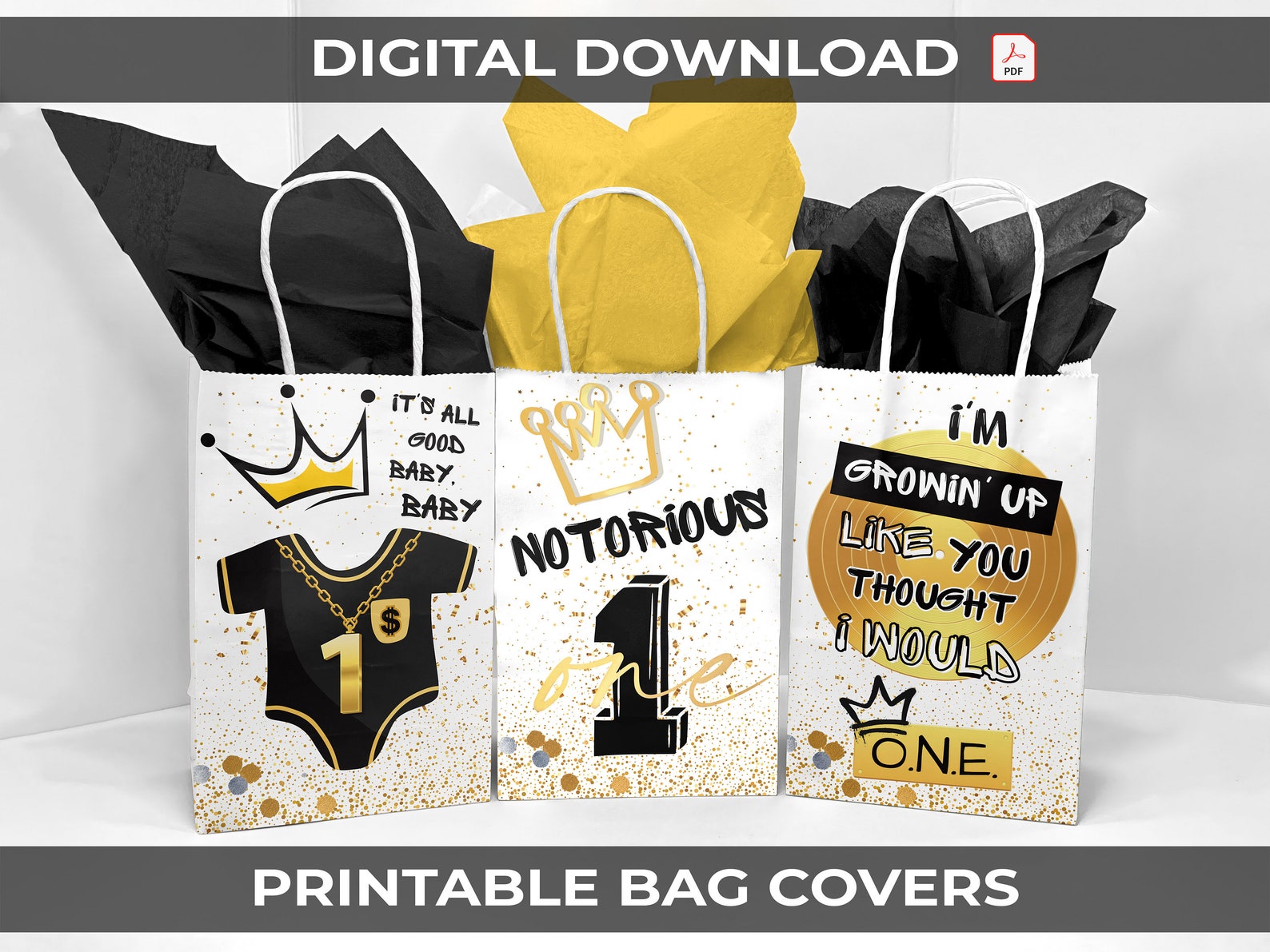 Notorious One Favor Bag Covers, 90s Birthday Party (digital Download ...