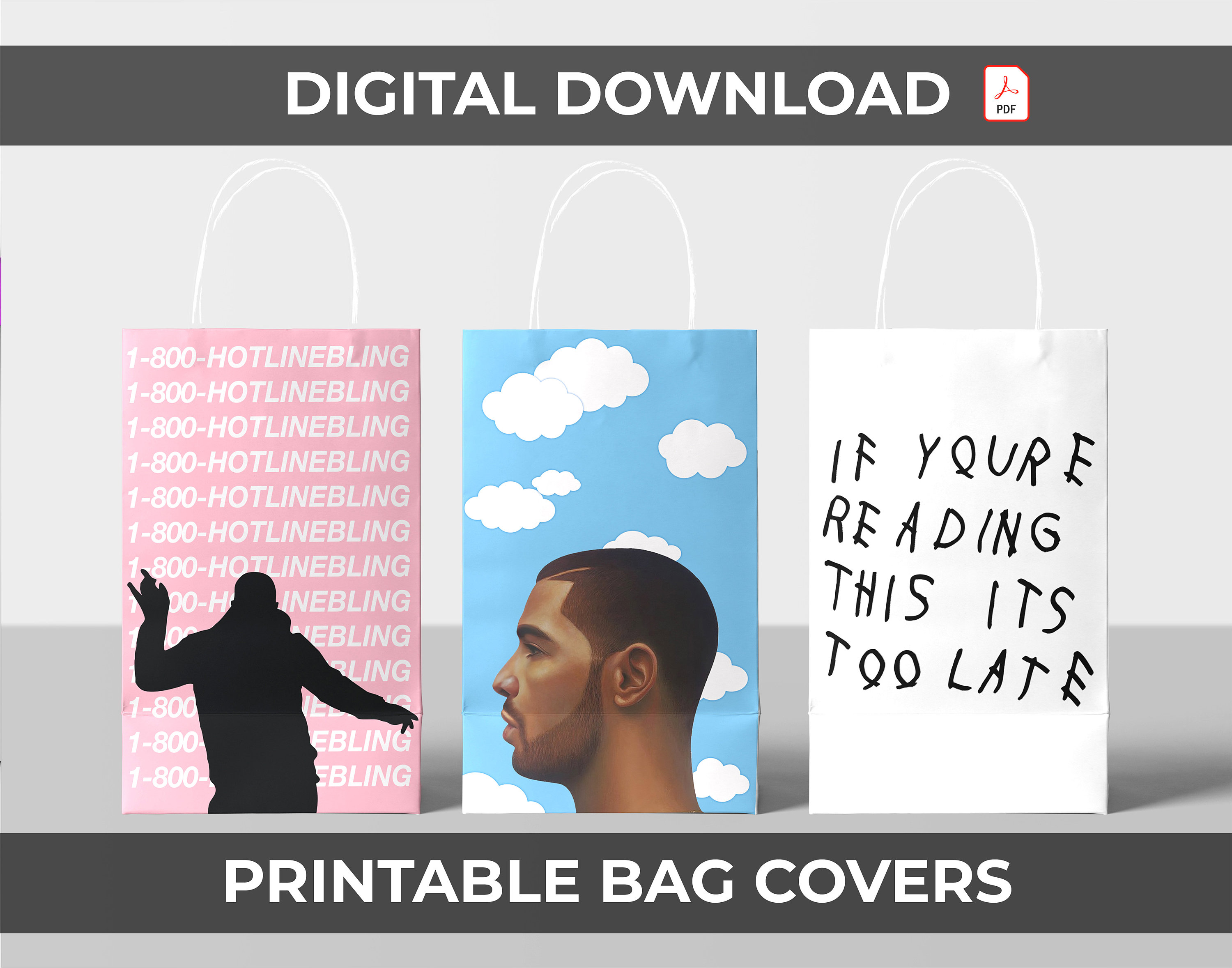 Drake Party Favor Bag Printables, Bachelorette Goodie Bags (digital ...